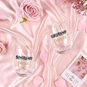 Futtumy Fiance and Fiancee Wine Glass 17Oz, Engagement Gifts for Couples, Engagement Gift, Gifts for Newly Engaged Couples, Engagement Gifts for Boyfriend Girlfriend Him Her Bride Bride to Be