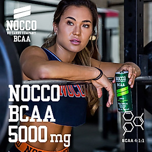 NOCCO BCAA Apple & Caribbean Pineapple Decaf Pack - 12 Count (Pack of 48) - 0mg of Caffeine, 5000mg of BCAAs - Sugar Free & Carbonated Drink - Vitamin B6, B12, & Biotin - Grab & Go Performance Drink