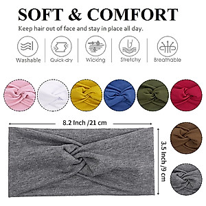 Tobeffect Headbands for Women Non Slip Turban Headband Boho Wide Head Band Womens Hair Wraps Accessories for Teen Girls 8 Pack Solid Colors