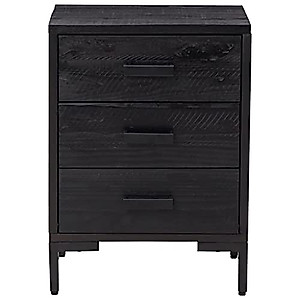 YAFF Bedside Cabinet Black 15.7"x11.8"x21.7" Solid Wood Pine