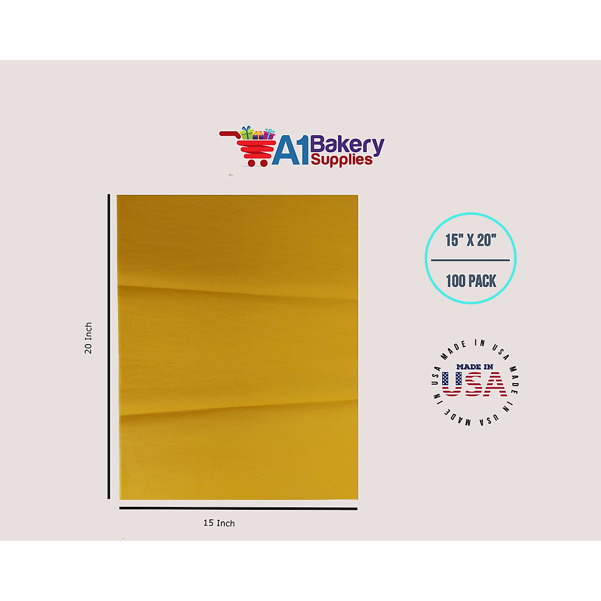 Goldenrod Tissue Paper 15 Inch X 20 Inch - 100 Sheet Pack Premium Tissue Paper By A1 bakery supplies