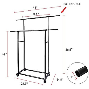 Horizontal and Vertical Black Double Rod Garment Rack