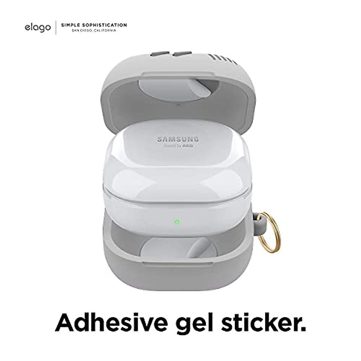 elago GB5 Case Compatible with Samsung Galaxy Buds 2 Pro Case (2022) / Galaxy Buds 2 Case (2021) / Galaxy Buds Pro Case (2021) / Galaxy Buds Live Case (2020) [US Patent Registered] [Light Grey]