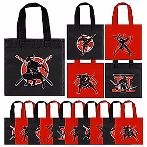 BANBALLON 20 Packs Ninja Party Favor Bags Birthday Non-Woven Gift Bags Reusable Ninja Goodie Gift Treat Candy Bags for Baby Shower Ninja Birthday Party Decorations (Ninja)