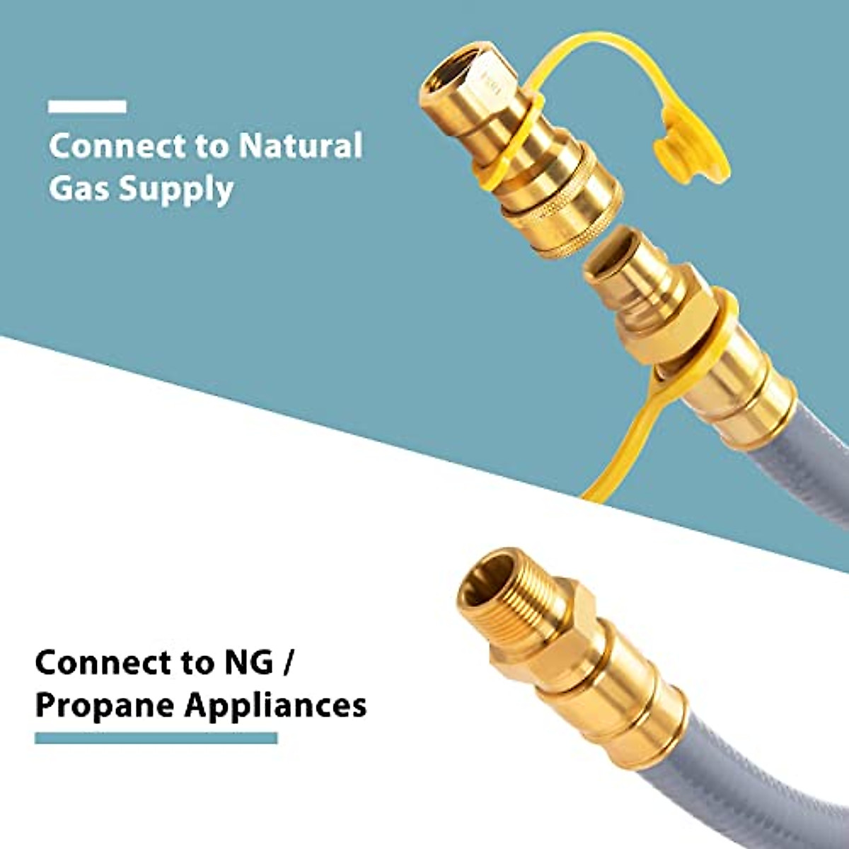 SHINESTAR 15FT 3/4-Inch Natural Gas Hose with Quick Connect Fitting, Propane to Natural Gas Conversion Kit for Construction Heaters and More NG Appliance