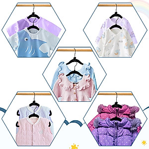 UniqNest Kids Velvet Hangers 20 Pack, 11.8" Non-Slip Felt Hangers with Black Hook, Space Saving Clothes Hangers Flocked Hangers for Coats, Sweaters, Jackets, Pants & Dress Clothes (Black)