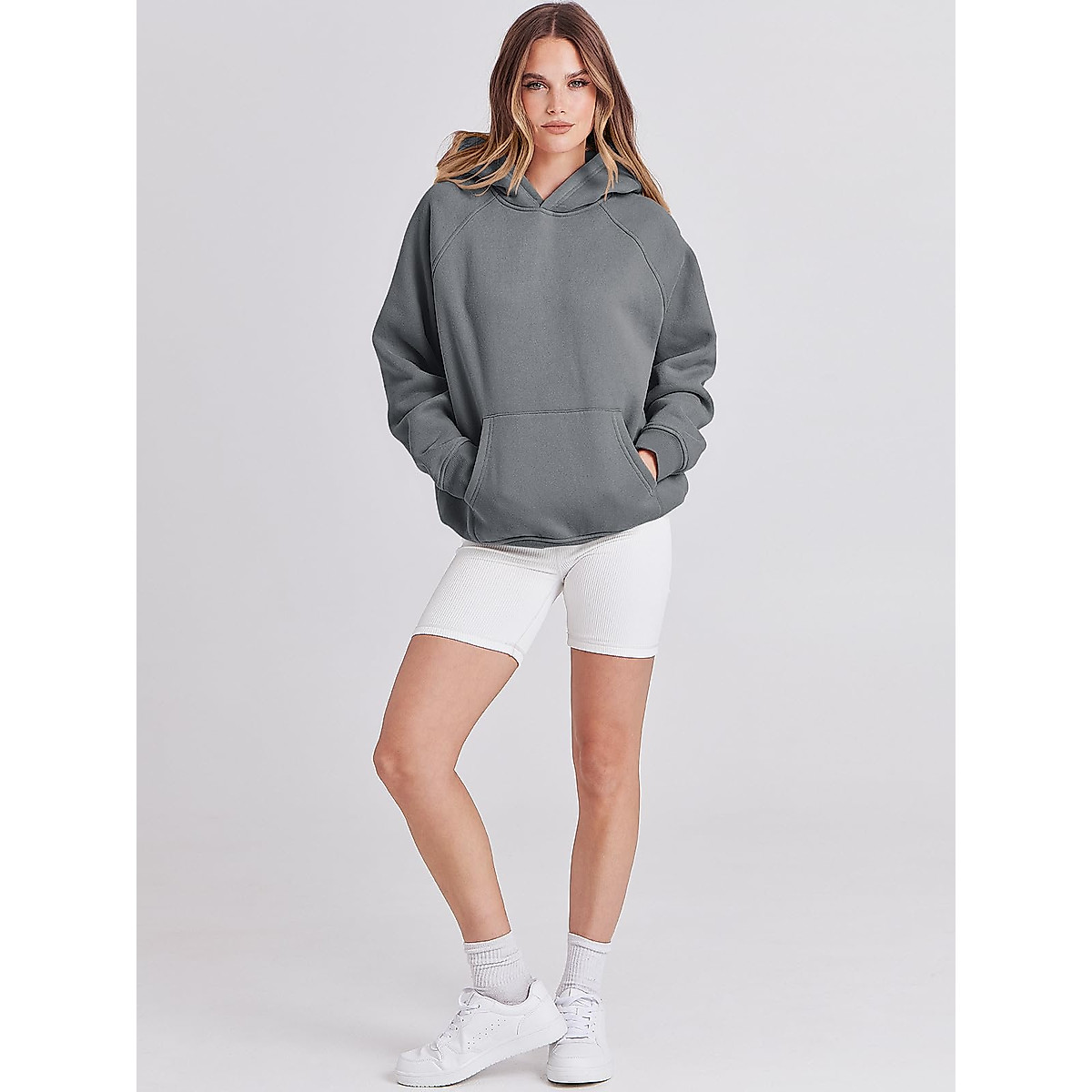 ANRABESS Women Oversized Hoodies Sweatshirt Long Sleeve Fleece Pullover Top 2024 Fall Trendy Outfits Teen Girl Preppy Clothes Grey Small