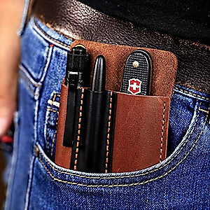 EASYANT Leather Pocket Organizer Handmade Multitool Sheath Accessories Leather EDC Pouch for Men