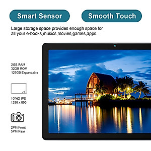 Mouikei 10 inch Tablet Android 12 Tablets, Quad-Core Tablet PC, 32GB ROM 128GB Expand, 1280x800 HD Touch Screen, 5000mAh, Dual Speaker, Bluetooth, WiFi, Dual Camera, GPS, Silver