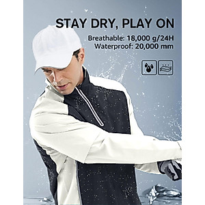 fit space Waterproof Golf Rain Jacket for Men 20K Performance Lightweight Rain Jackets for All Sports (White-half-zip, XX-Large)