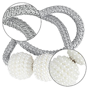 MAJOYLIFE Magnetic Curtain Tiebacks 6 Pack,Curtain Holdbacks Magnetic,Pearl Curtain Tie Backs for Home and Office Decoration(Grey)