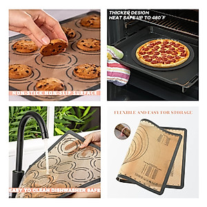 Silicone Baking Mat Set of 6, Non-Stick Food Grade Reusable Baking Sheet Liners Mats for Multi-Size Bakeware,Multi-Purpose Mats for Rolling Dough Making Pastry Cookies Macaroon Pizza by BonGoût.