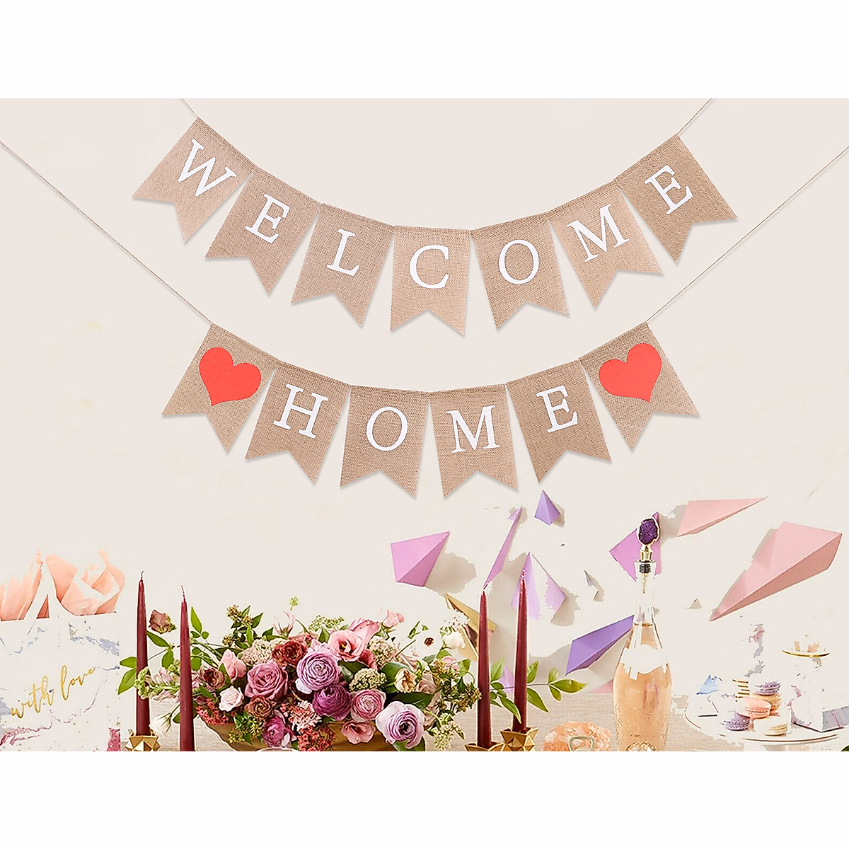 Welcome Home Burlap Banner - Personalized Welcome Home Banner, Homecoming Party Banner,Welcome New Home,Housewarming Party Decoration (Welcome Home Banner)