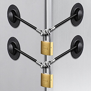 Hotop 4 Pieces Refrigerator Door Lock with Key Padlock Freezer Door Safety Cabinet Chest Mini Fridge Lock for Adults with Adhesive