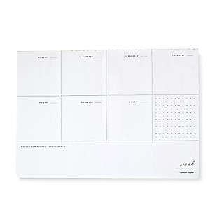 russell+hazel Weekly Notepad, White with Gilded Edges, 80 Sheets, 10” x 7” (27616)