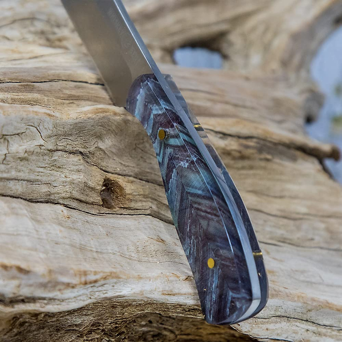 WHISKEY BENT HAT CO. Bullcutter 5 Fixed Blade 440C Stainless Steel 6.5" Overall Length w/Leather Sheath (Brown Mammoth)