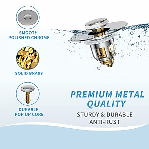 Universal 2 in 1 Bathroom Sink Stopper, Pop Up Bathroom Sink Drain Strainer with Anti-Clogging Filter Basket, Bathroom Drain Stopper Sink Plug for 1.06"-1.65" Basin Drain Holes