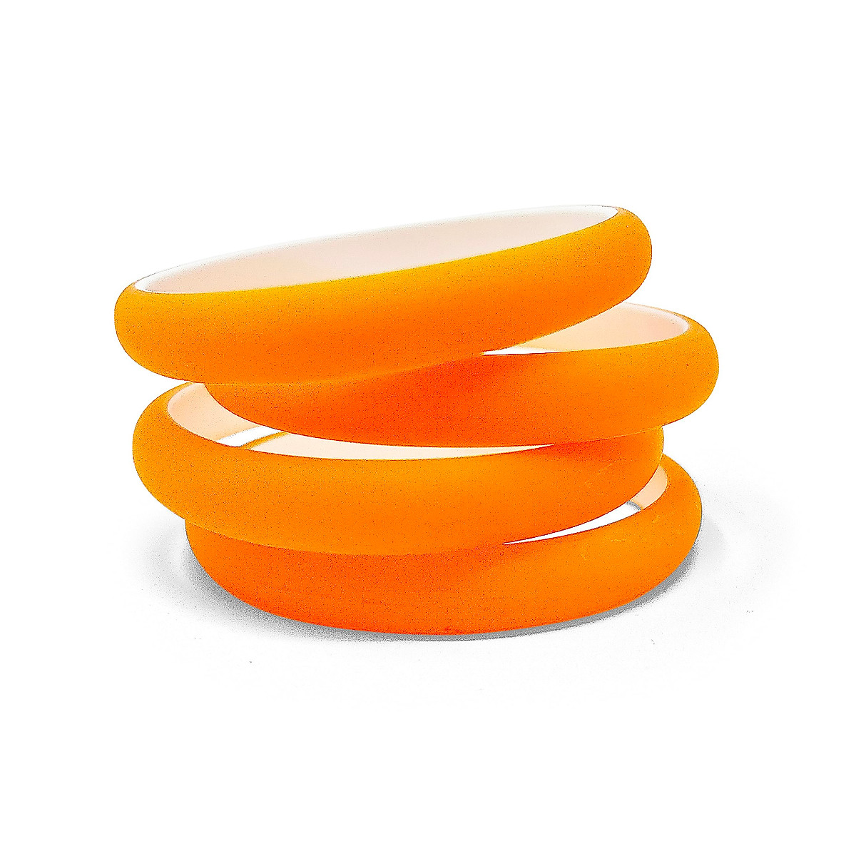 NEON NATION 4 Pack Thin 1/2 Inch Fluorescent Bright Neon Colored Matt Finish 80s Style Bangle Bracelets (4 Pack Neon Orange)
