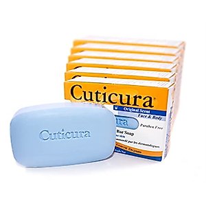 Cuticura Deep Cleansing Face and Body Soap, ORIGINAL – Deep Cleansing Bar Soap for Blemish-Prone Skin 3 oz (Pack of 6)