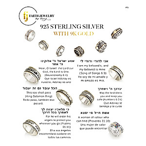 925 Sterling Silver 9k Gold Spinning Rings Birkat Kohanim May The Lord Bless You And Keep You Safe Numbers 6:24 Priestly Blessing 0.48 White Round Cubic Zirconia Jewish Israel Gifts Hebrew Kabbalah,