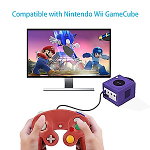 VOYEE GC Controller - 2 Pack Classic Wired Controllers Gamepad Replacement for Nintendo Wii Gamecube (Blue & Red)