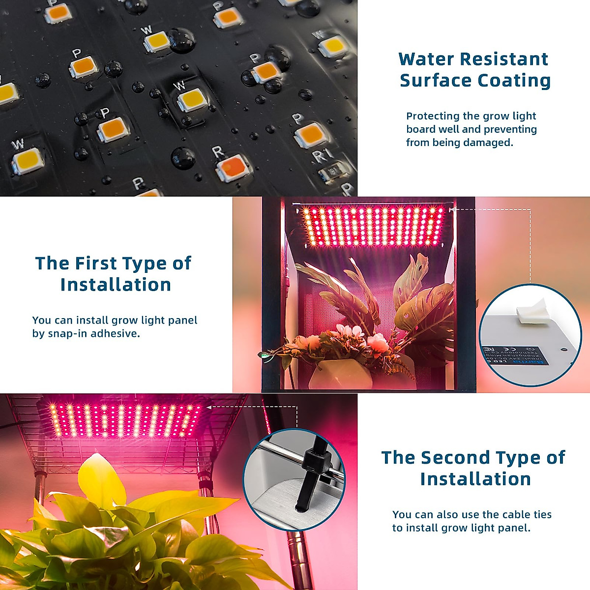 Barrina Ultra-Thin Grow Lights for Indoor Plants, 40W (4 x 10W) Full Spectrum LED Grow Light Panel with 3/6/12H Auto On/Off Timer, 3 Spectrum Modes, 7 Dimmable Levels for Seedlings, Greenhouse, 4-Pack