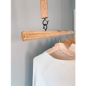 CIRONI Hanging Wood Clothes Rack | Ceiling Mounted Hanging Clothes Rack | Modern Clothes Rail | Floating Rack |Clothing Storage|Bar|Japandi Style