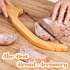 Bread Bow Knife for Homemade Bread - 16" Wooden Sourdough Bread Knife with Bread Lame Tools 5 Replaceable Blades, Premium Stainless Steel for Bagels Baguettes and More - Sourdough Bread Slicer Set