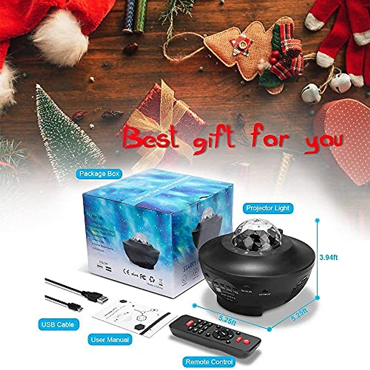 Star Projector, Ocean Wave Night Light Projector with Adjustable Lightness Remote Control Timer 10 Lighting Modes Built-in Music Speaker Galaxy Light for Kids Adult Bedroom Living Room