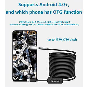 USB C Endoscope for OTG Android Phone, Computer, 5.5 mm Borescope Inspection Snake Camera Waterproof, 16.4 Ft Semi-Rigid Cord with 6 LED Lights, Compatible with Windows PC, MacBook