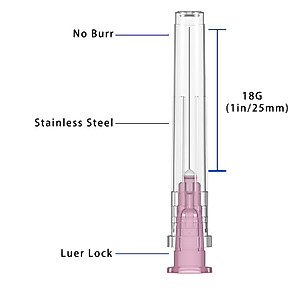 18 Gauge 1 inch Needle (100 Pack),Luer Lock Needles Industrial Dispensing Accessories, Individual Package (18G)