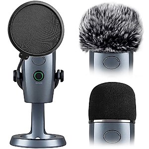 Yeti Nano Pop Filter, Mic Cover Compatible with Blue Yeti Nano,ChromLives 3 in 1 Mic Windscreen Foam Cover + Mic Furry Wind Cover + Dual Layered Noise Reduction Pop Filter for Yeti Nano,Combo 3 Pack