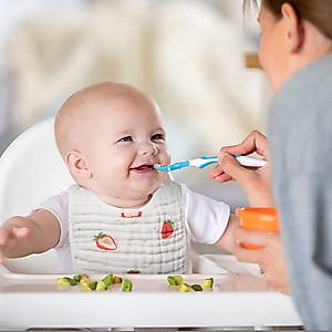 Zainpe 5Pcs Muslin Baby Bibs Banana Lemon Strawberry Pattern Cotton Lap-Shoulder Cloths Drool Bibs Machine Washable Feeding Bib with 6 Absorbent & Soft Layers for Unisex Infants Toddlers Newborns