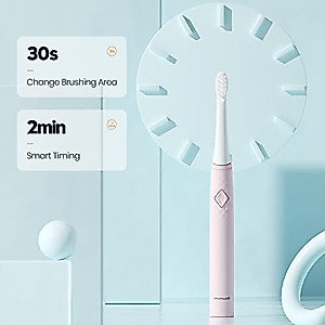 mornwell Sonic Electric Toothbrush T27 Electric Toothbrush with 4 Dupont Brush Heads Ultra Sonic Motor 3 Modes & Smart Timer Rechargeable Electric Toothbrush for Teenagers and Adults