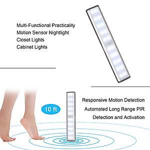 Rechargeable Motion Sensor Led Lights Under Counter Closet Lighting Battery Operated Lights Kitchen 20-Led Under Cabinet Lighting Closet Light Stick On Lights Night Lights Wireless Light (3 Pack)