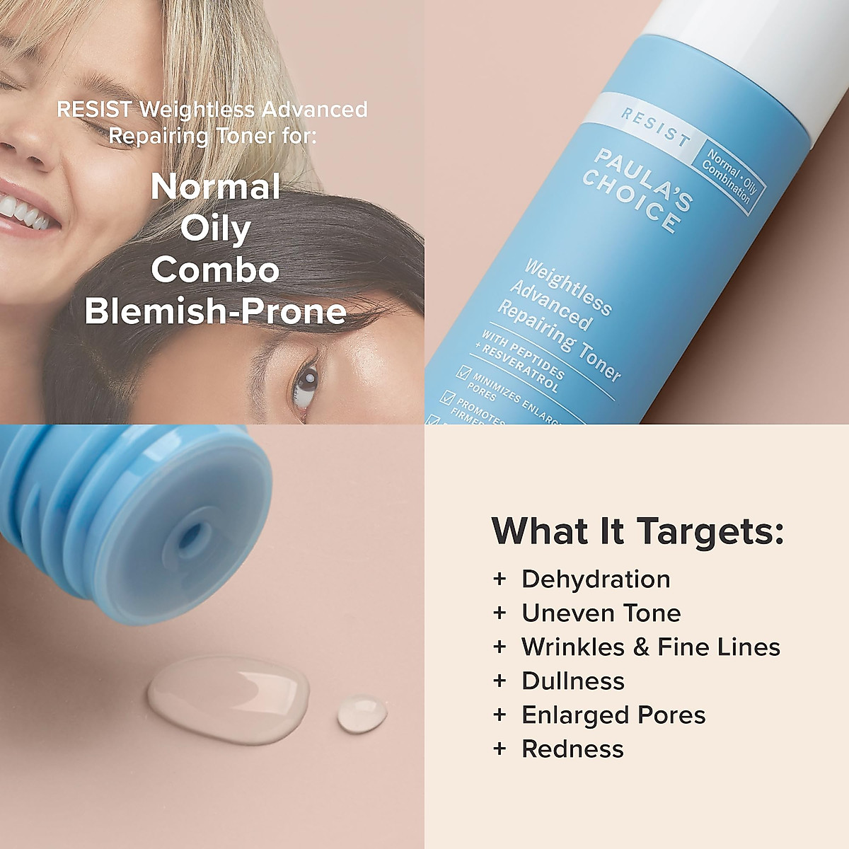 Paula's Choice Resist Weightless Advanced Repairing Toner, Niacinamide & Hyaluronic Acid, Wrinkles & Large Pores, Oily Skin, 4 Ounce