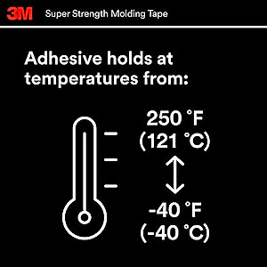 3M Super-Strength Molding Tape, 1/2 in x 15 ft, High Strength Double-Sided Adhesive, Permanently Attaches Side Moldings, Trim and Emblems to Interior and Exterior of Vehicles (03614)