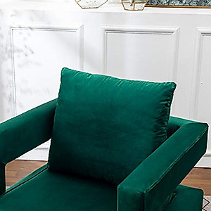 Roundhill Furniture Lenola Upholstered Accent Arm Chair, Green 27.5D x 29.75W x 34.5H in