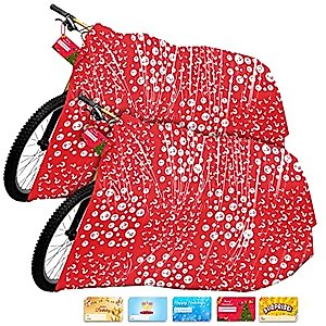 2 90”x 60” Bike Gift Bag Set (ALL-OCCASION DESIGN) - Christmas Valentines Day Birthday Boy Girl - Jumbo Bicycle Bags + 10 Gift Tags - Extra Large Bags for Bicycles Bikes Tricycle TV Big Toys Stroller Baby Presents Gifts | Giant Red Toy Wrap