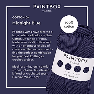 Paintbox Yarns 100% Cotton DK Yarn 1.76oz (50g), 137 Yards (125m) - Midnight Blue Wool for Crochet, Knitting - Soft, Lightweight Double Knit Yarn for Clothes