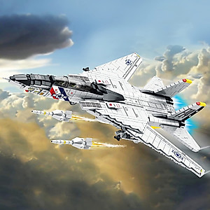 HI-REEKE F-14 Jet Fighter Plane Tomcat Military Building Set for Adult, Army Model Jet Fighter Plane 1:34-1600 PCS