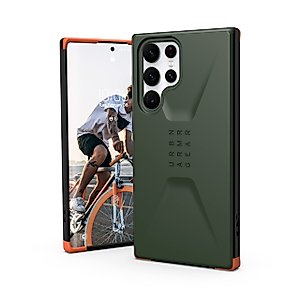 URBAN ARMOR GEAR UAG Designed for Samsung Galaxy S22 Ultra Case Green Olive Sleek Ultra-Thin Shock-Absorbent Civilian Protective Cover, [6.8 inch Screen]