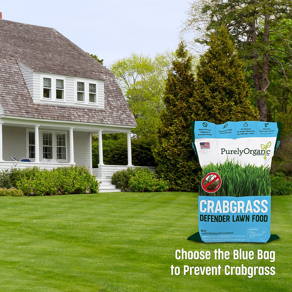 Purely Organic Products Crabgrass Defender Lawn Food 10-0-2, 15 LB, Covers 3000 Sq Ft