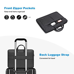 MOSISO Laptop Shoulder Bag, 15.6 inch Laptop Sleeve Compatible with MacBook, HP, Dell, Lenovo, Asus Notebook, 15 inch Fully Open Zipper Computer Bag with Front Pocket & Handle & Belt, Black