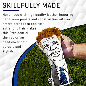 Pins & Aces Golf Co. American Classic Premium Headcover - Quality Leather, Hand-Made Head Cover - Style and Customize Your Golf Bag - Tour Inspired, JFK Kennedy Golf Design (Driver)