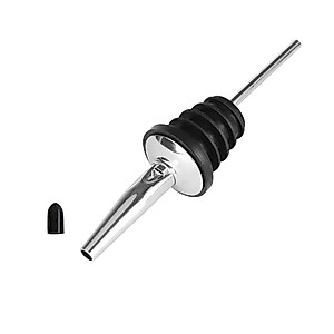 48 PCS Stainless steel bottle spout classic bottle pourers tapered spout liquor pourers with rubber dust caps for 1 inch bottle mouth, wine liquor olive oil coffee syrup vinegar bottles