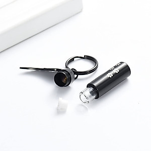 Imrsanl Cremation Jewelry Glass Cylinder Urn Keychain for Ashes for Pet Keepsake Urn Key Chain for Ashes for Dog Cat Cremation Pendant Key Ring for Ashes (Glass Cylinder-Black)