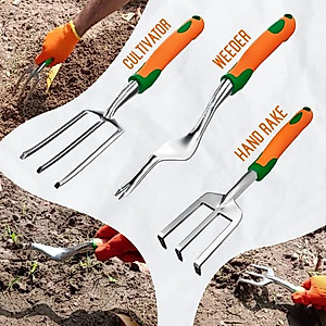 Gardening Hand Tool Set, 10 Pack Stainless Steel Kit with Tote Bag, Planting Accessories, and Lawn Care Tools - for Men and Women Gardeners - for Outdoor Garden Works and Yard Planting by GardenWerx