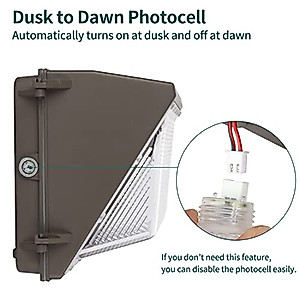 kadision LED Wall Pack Light with Photocell, 150W 19500LM 5000K Daylight 100-277V IP65 Waterproof, Dusk to Dawn Outdoor Lighting Fixture, ETL Listed