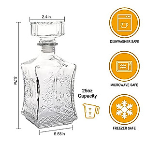 Cadamada Wine Decanter, 25 Oz Glass Decanter Bottle, Delicate Decanter Set-for Tequila, Brandy, Scotch and Vodka, Gift Giving, Bar and Party Decoration (3pcs)